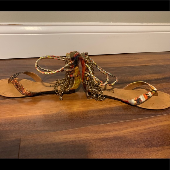 Angie | Shoes | Gold Chain And Braided Rope Sandals | Poshmark